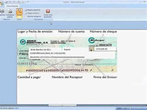 Como Llenar Cheques Por Computador Usando Formato Excel Plus Youtube
