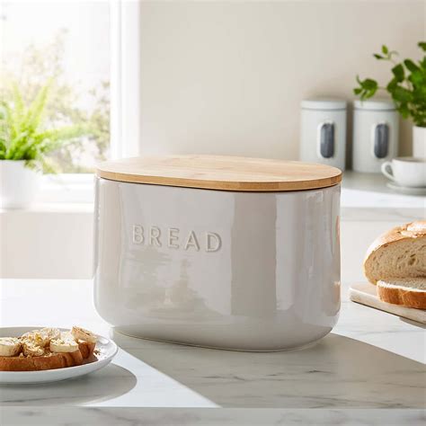 Ceramic Bread Bin Grey Dunelm
