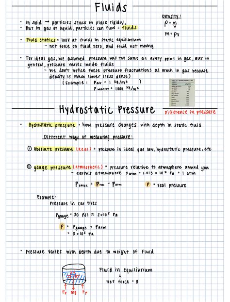 physics 5b week 3 quiz notes fluids density butinsolidin