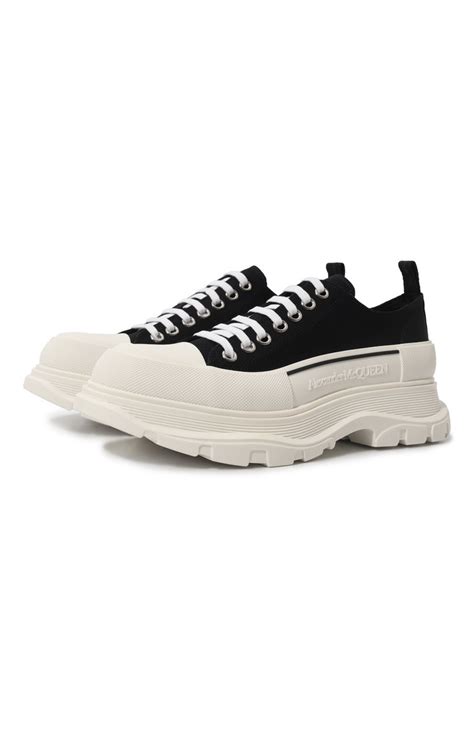 Мужские черно-белые текстильные ботинки tread slick ALEXANDER MCQUEEN ...