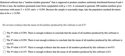 Solved Statistical Software Has A Random Number Generator