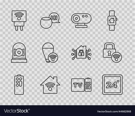 Set Line Remote Control Thermostat Web Camera Vector Image