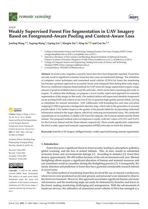 Pdf Weakly Supervised Forest Fire Segmentation In Uav Imagery Based