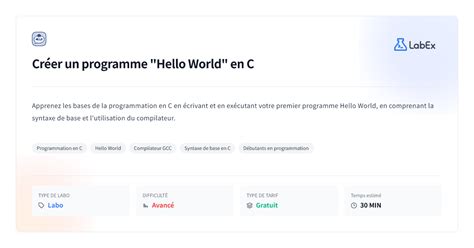 Créer Un Programme Hello World En C Labex