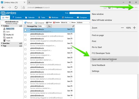 Zimbra Collaboration Web Client In Windows 10 Microsoft Edge Zimbra Tech Center