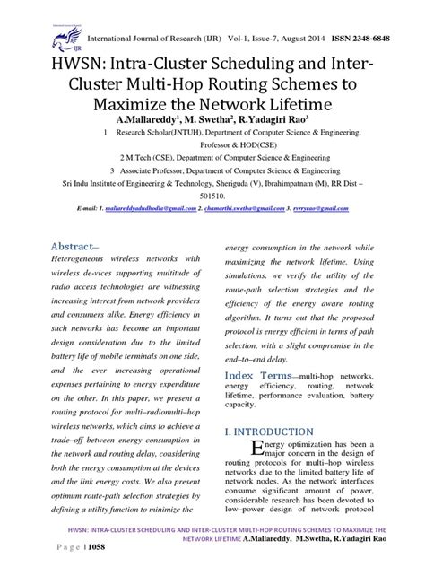 Hwsn Intra Cluster Scheduling And Inter Cluster Multi Hop Routing Schemes To Maximize The