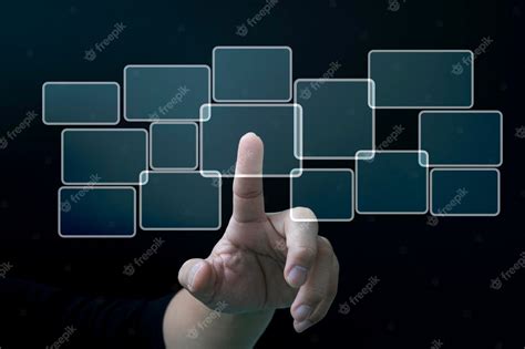 Premium Photo Hand Pushing A Button On A Touch Screen Interface