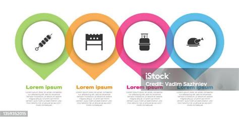 구운 쉬시 케밥 바베큐 화로 프로판 가스 탱크 구운 칠면조 또는 닭고기 를 설정합니다 비즈니스 인포그래픽 템플릿입니다 벡터 가연성에 대한 스톡 벡터 아트 및 기타 이미지
