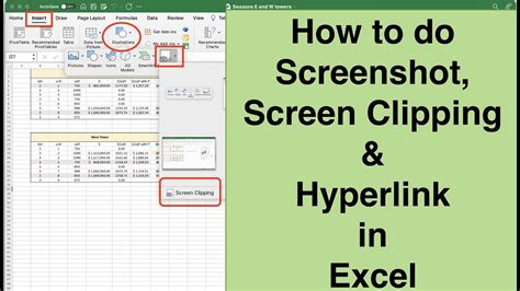 Excel Tip 5 Inserting A Screenshot Into Excel Screen Clipping Hyperlink In Excel Youtube