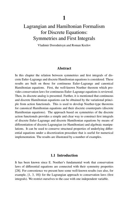 Pdf Lagrangian And Hamiltonian Formalism For Discrete Equations Symmetries And First Integrals