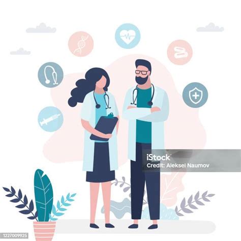 남자와 여자 의사 남성 의사와 여성 간호사 의료 종사자 및 의학 아이콘 또는 표지판 과학에 대한 스톡 벡터 아트 및 기타 이미지 과학 의사 가정의 방 Istock