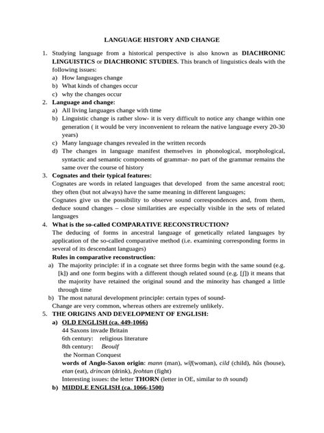 Lecture 5 History And Development Of English Handout Lecture 2 The