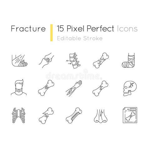 Bone Fracture X Ray Scan Pixel Perfect Linear Icon Patient Medical Record Broken Bone