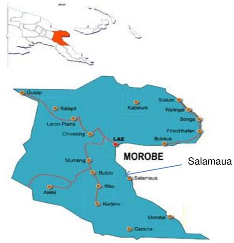 Map Of Morobe Province Papua New Guinea Showing Morobe