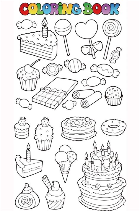 卡通儿童简笔画蛋糕糖果 花瓣网