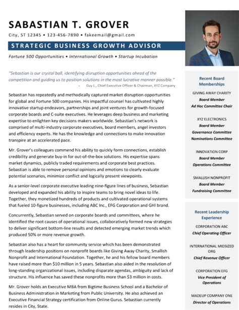 Board Bio Template Job Search Journey