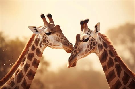 Giraffe Couple In Love Premium Ai Generated Image