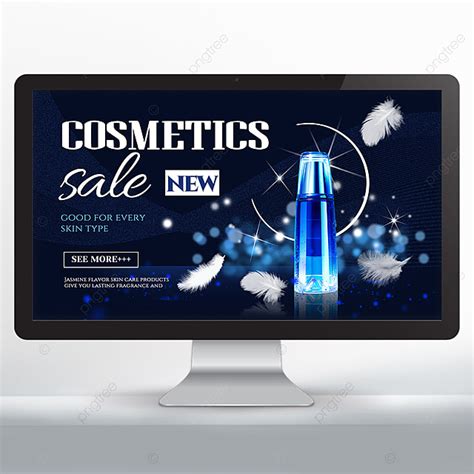 Blue Light Dot Feather Cosmetics Promotion Banner Template Download On