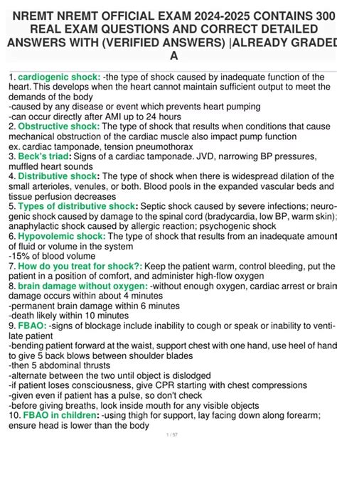 Nremt Nremt Official Exam Contains 300 Real Exam Questions And Correct Detailed Answers With