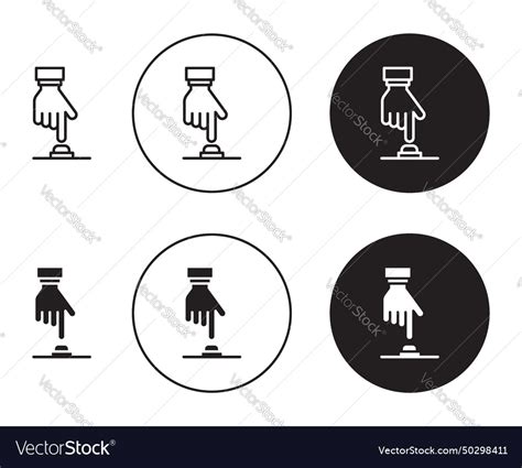 Hand Push Button Icon Set Press From Doorbel Vector Image