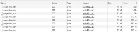 website has loads of slow loading of page data json files in the