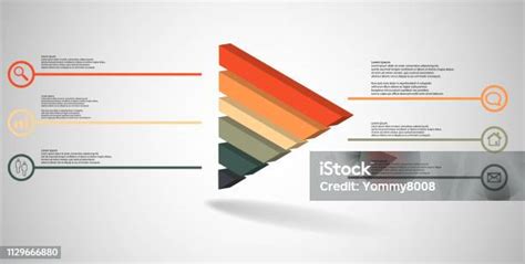 3d 그림 Infographic 템플릿입니다 양각된 삼각형 6 색 부분으로 나누어져 있습니다 개체는 비스듬히 회색 흰색 바탕에 배열 원형에서 간단한 표지판 컬러 라인 양쪽