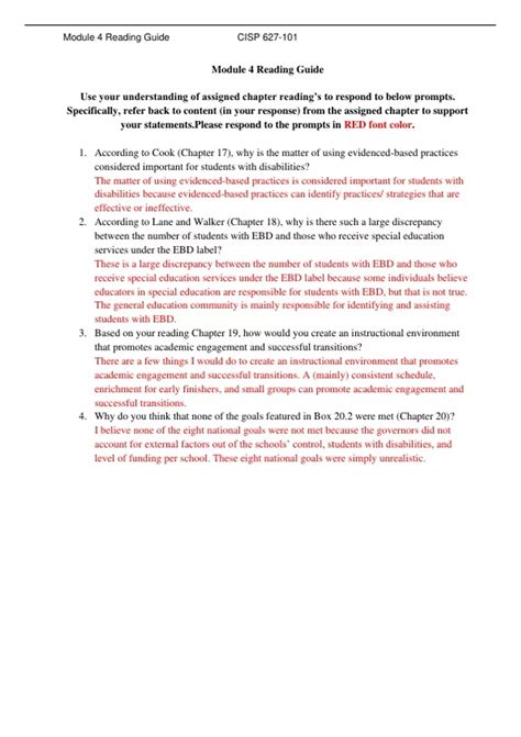 issues in special education module 4 reading guide cisp 627 stuvia us