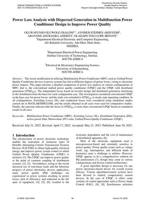 Pdf Power Loss Analysis With Dispersed Generation In Multifunction Power Conditioner Design To
