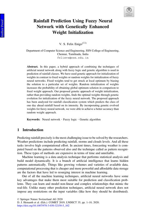 Pdf Rainfall Prediction Using Fuzzy Neural Network With Genetically Enhanced Weight Initialization