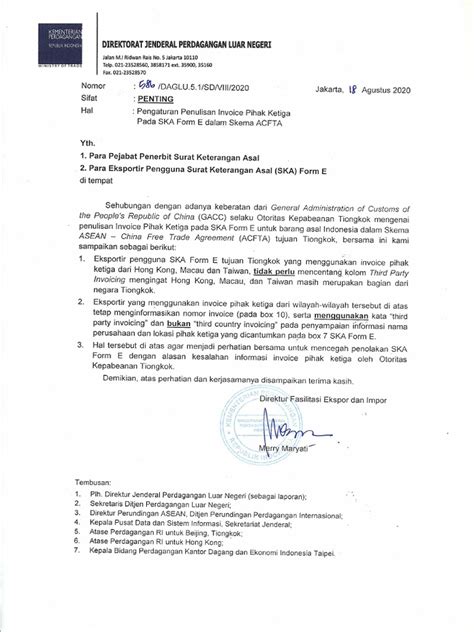 Se 586 Pengaturan Penulisan Invoice Pihak Ketiga Pada Ska Form E