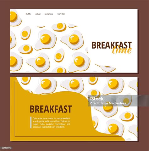 아침 식사 음식 웹 페이지 템플릿 개념 흰색 배경에 튀긴 계란과 완벽 한 패턴 건강한 식생활에 대한 스톡 벡터 아트 및 기타 이미지 건강한 식생활 계란 노른자 꼭대기