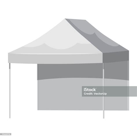 화이트 캐노피 또는 텐트 벡터 일러스트 레이 션입니다 야외 Canoby 이벤트 프로 모션 무역 쇼 팝업 텐트 모바일 윤곽 이랑 디자인에 대 한 0명에 대한 스톡 벡터 아트