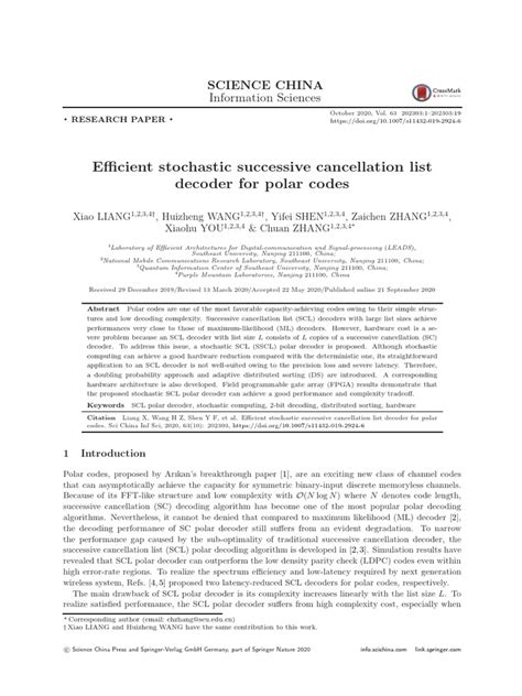 Ibook Pub Efficient Stochastic Successive Cancellation List Decoder