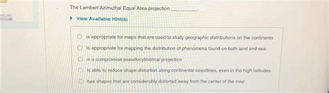 Solved The Lambert Azimuthal Equal Area ProjectionView Chegg