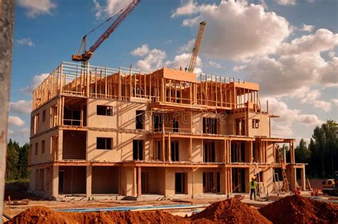 Construction Of New Residential House Building Framework Work Site Stock Illustration Construction Of New Residential House Building Framework Work Site Stock Illustration