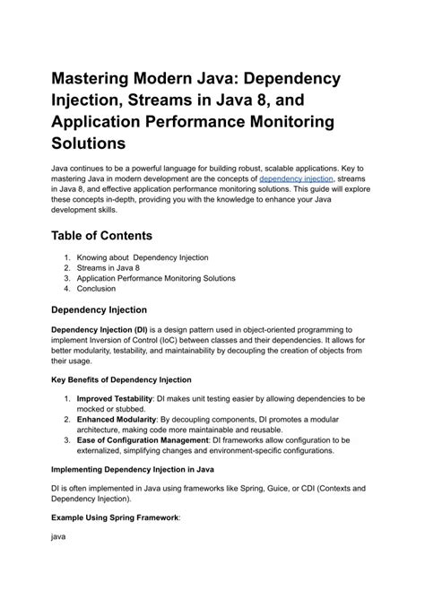 Ppt Mastering Modern Java Dependency Injection Streams In Java 8