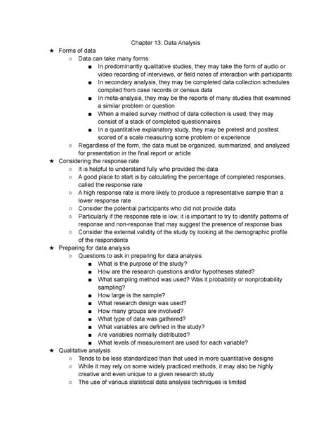 Chapter 13 Data Analysis Chapter 13 Data Analysis Forms Of Data Data Can Take Many Forms