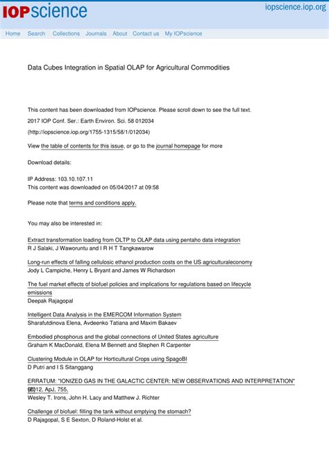 pdf data cubes integration in spatial olap for agricultural commodities