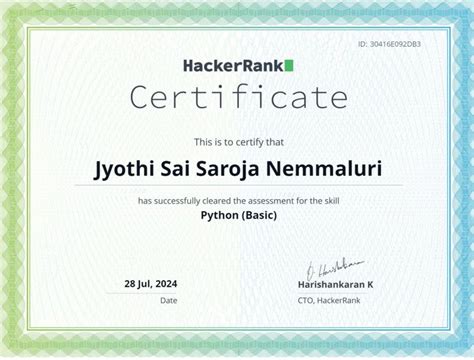 Nemmaluri Jyothi Sai Saroja On Linkedin Python Certification