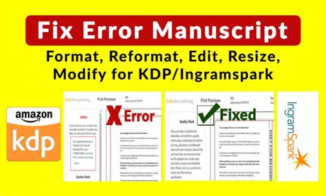 fix error manuscript cover format reformat resize modify edit