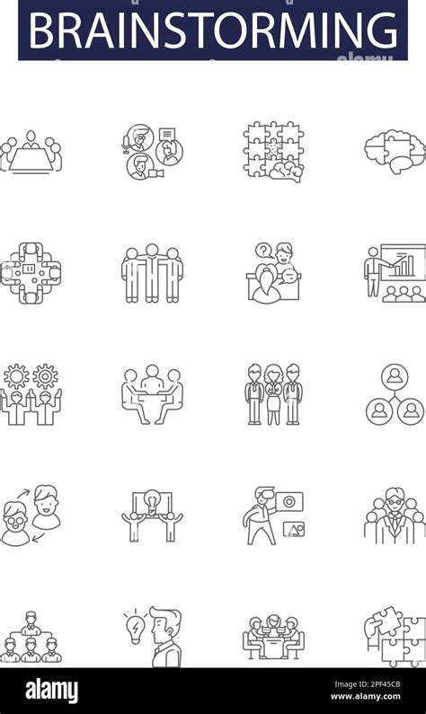 Brainstorming Line Vector Icons And Signs Creativity Thinking Innovation Generate Imagine