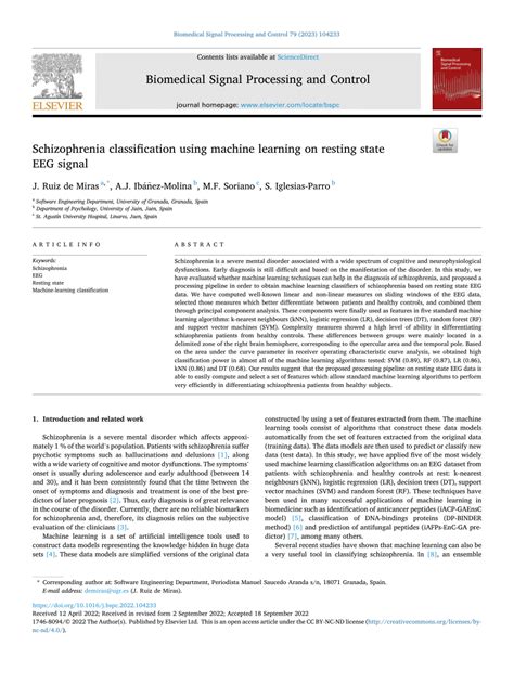 Pdf Schizophrenia Classification Using Machine Learning On Resting