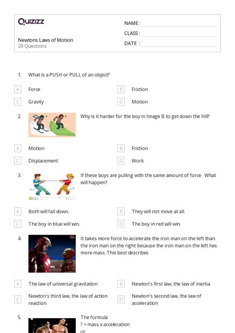 50 Newtons Second Law Worksheets On Quizizz Free And Printable