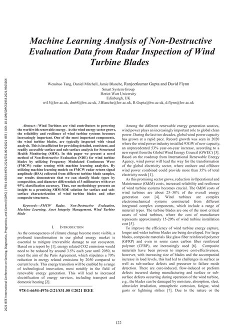 Pdf Machine Learning Analysis Of Non Destructive Evaluation Data From