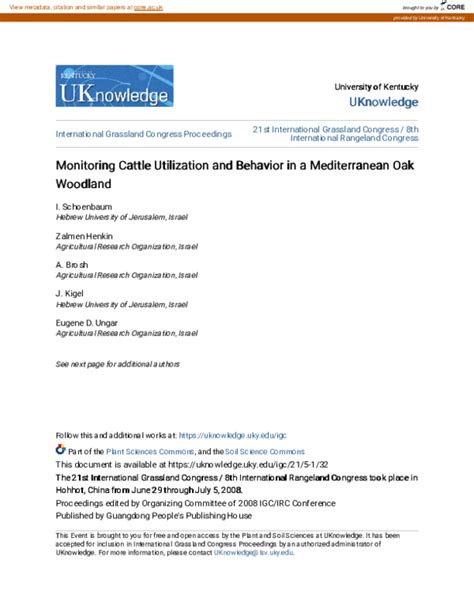Pdf Monitoring Cattle Utilization And Behavior In A Mediterranean Oak