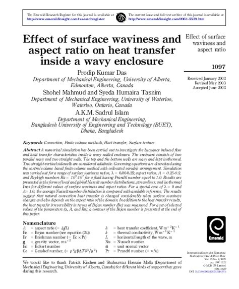 Effect Of Surface Waviness And Aspect Ratio On Heat Transfer Inside A Wavy Enclosure