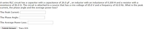 Solved A Series RLC Circuit Has A Capacitor With A Chegg