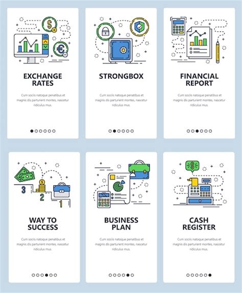 Premium Vector Vector Web Site Linear Art Onboarding Screens Template Finance Money And
