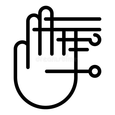 Access Palm Scanning Icon Outline Vector Biometric Recognition Stock