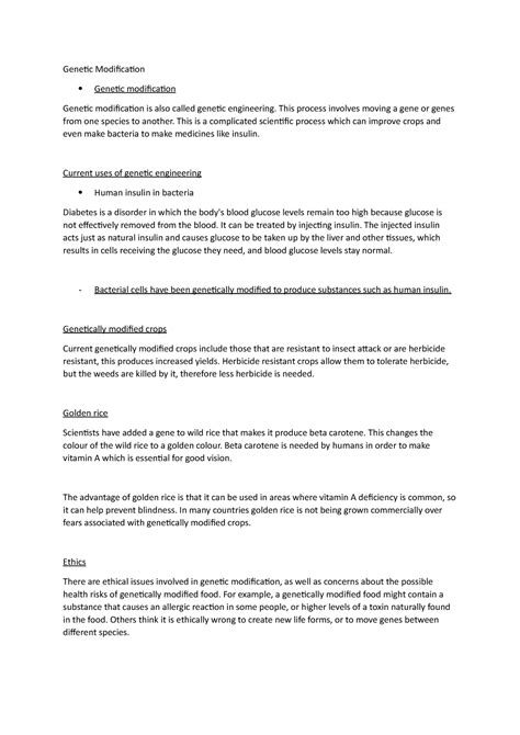 Genetic Modification Lecture Notes 3 5 Genetic Modification Genetic
